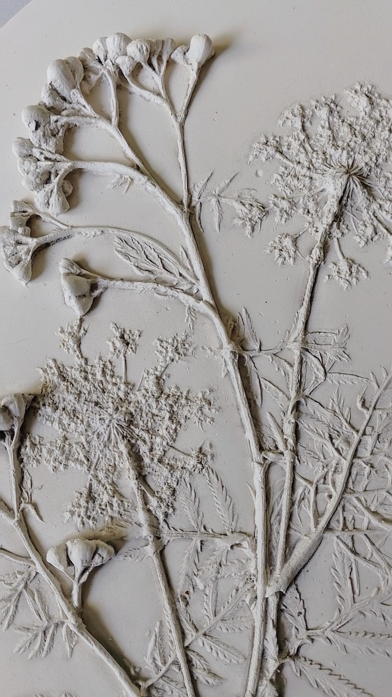 Botanical Plaster Wall Art: 3D Floral Bas Relief, Boho Decor - Etsy