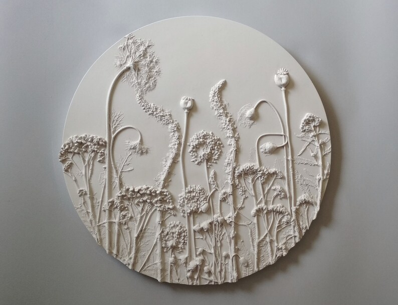 Plaster Wall Art Large Bas-relief Simple Artwork Round Bas - Etsy