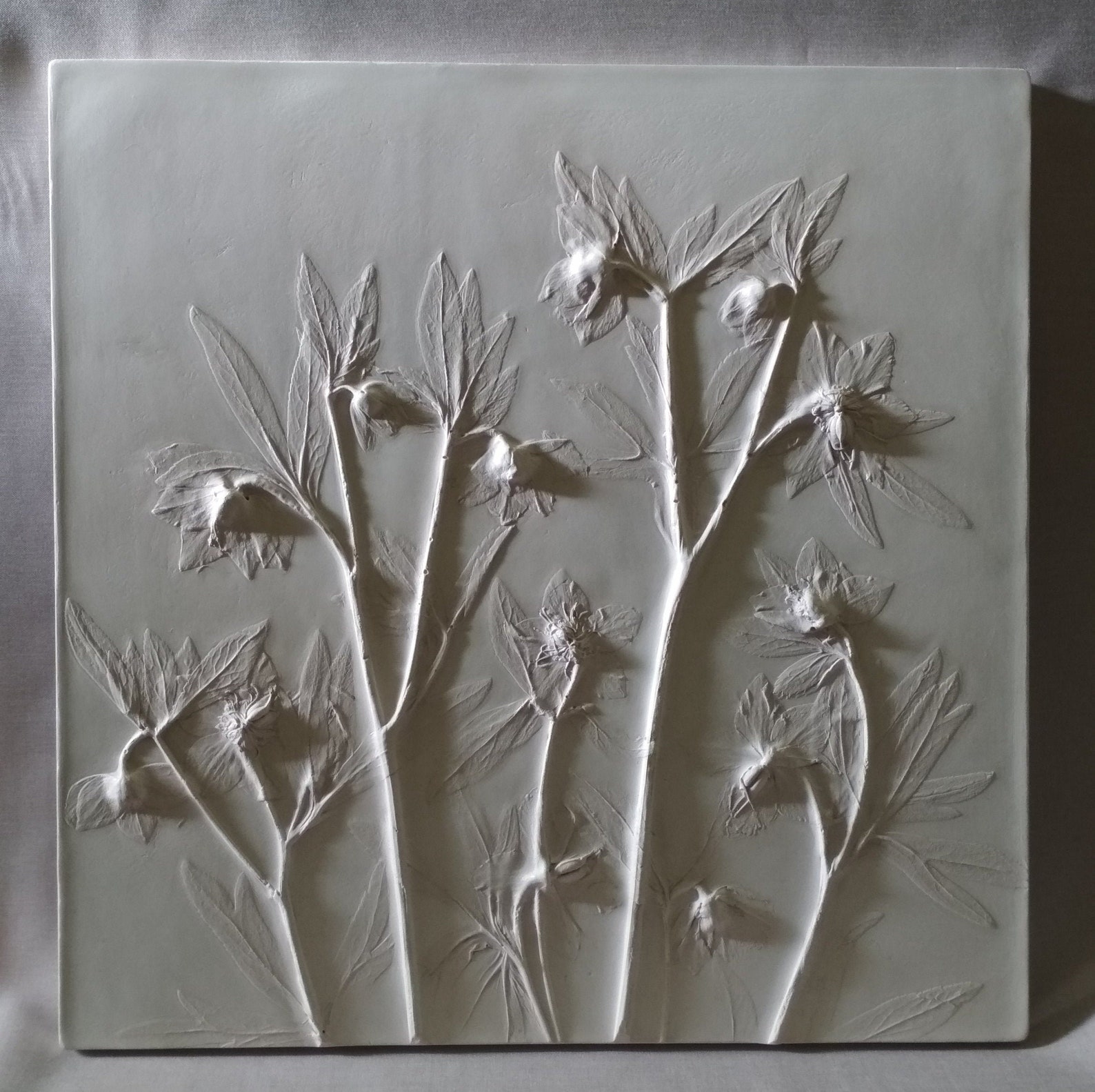 Botanical bas-relief Plaster decor Large relief art Plaster | Etsy