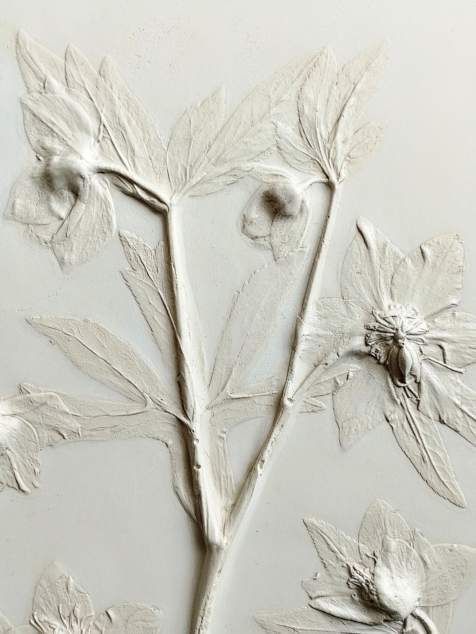 Botanical Bas-relief Plaster Decor Large Relief Art Plaster Flowers ...