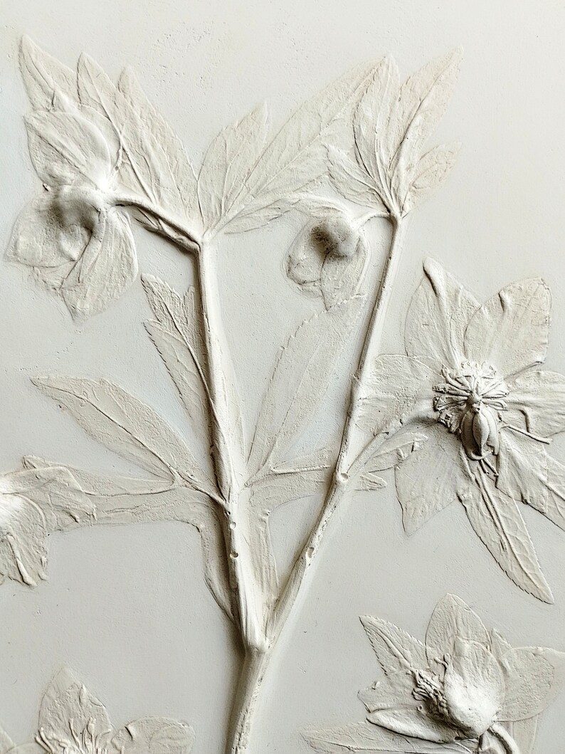 Botanical Bas-relief Plaster Decor Large Relief Art Plaster Flowers ...