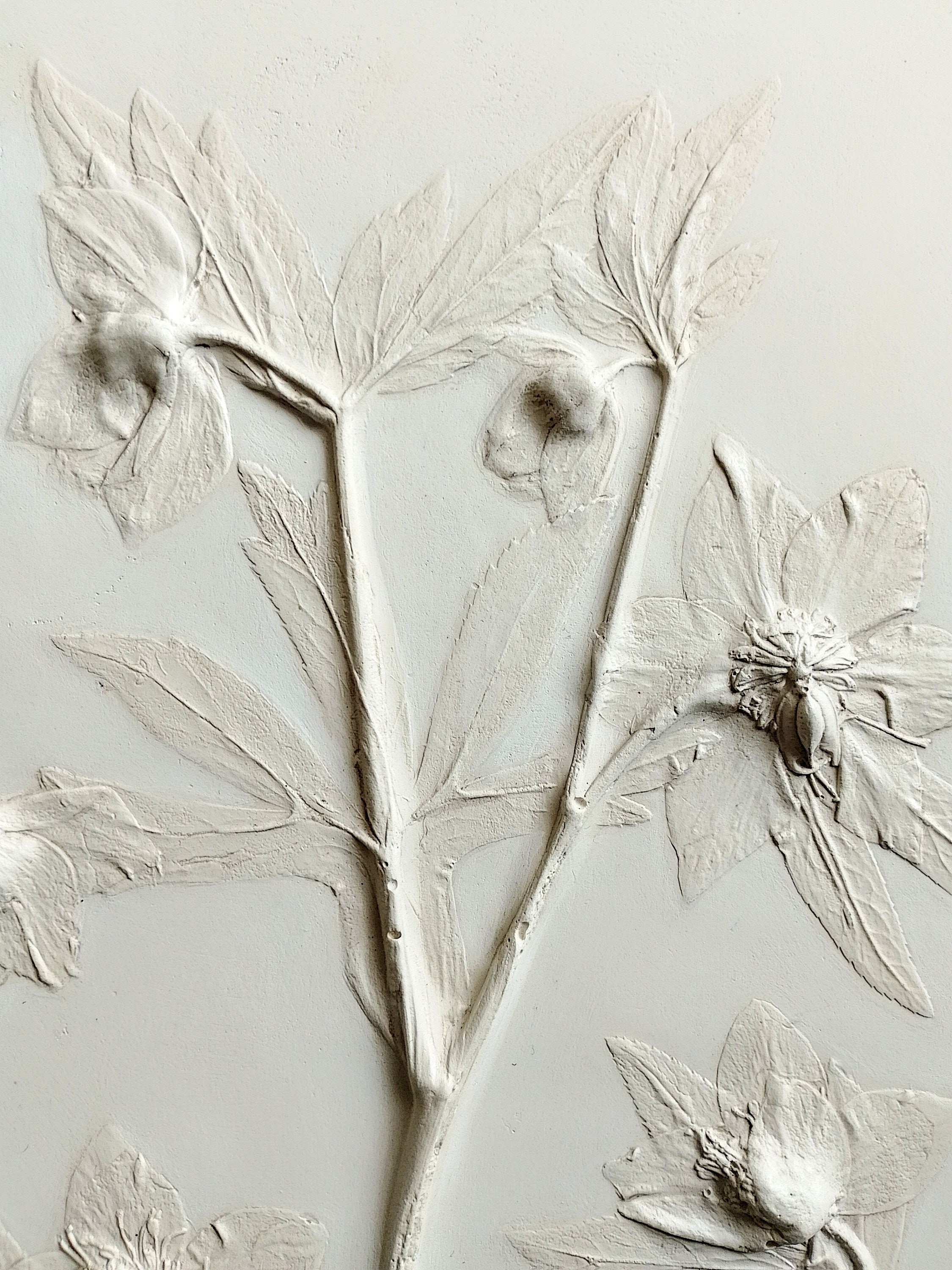 Botanical Bas-relief Plaster Decor Large Relief Art Plaster Flowers ...