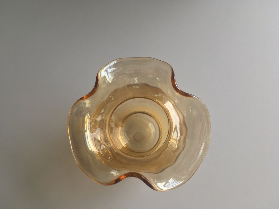 Vintage Slovakia Glass Small Vase / Vintage Amber Lednicke Rovne Bud ...