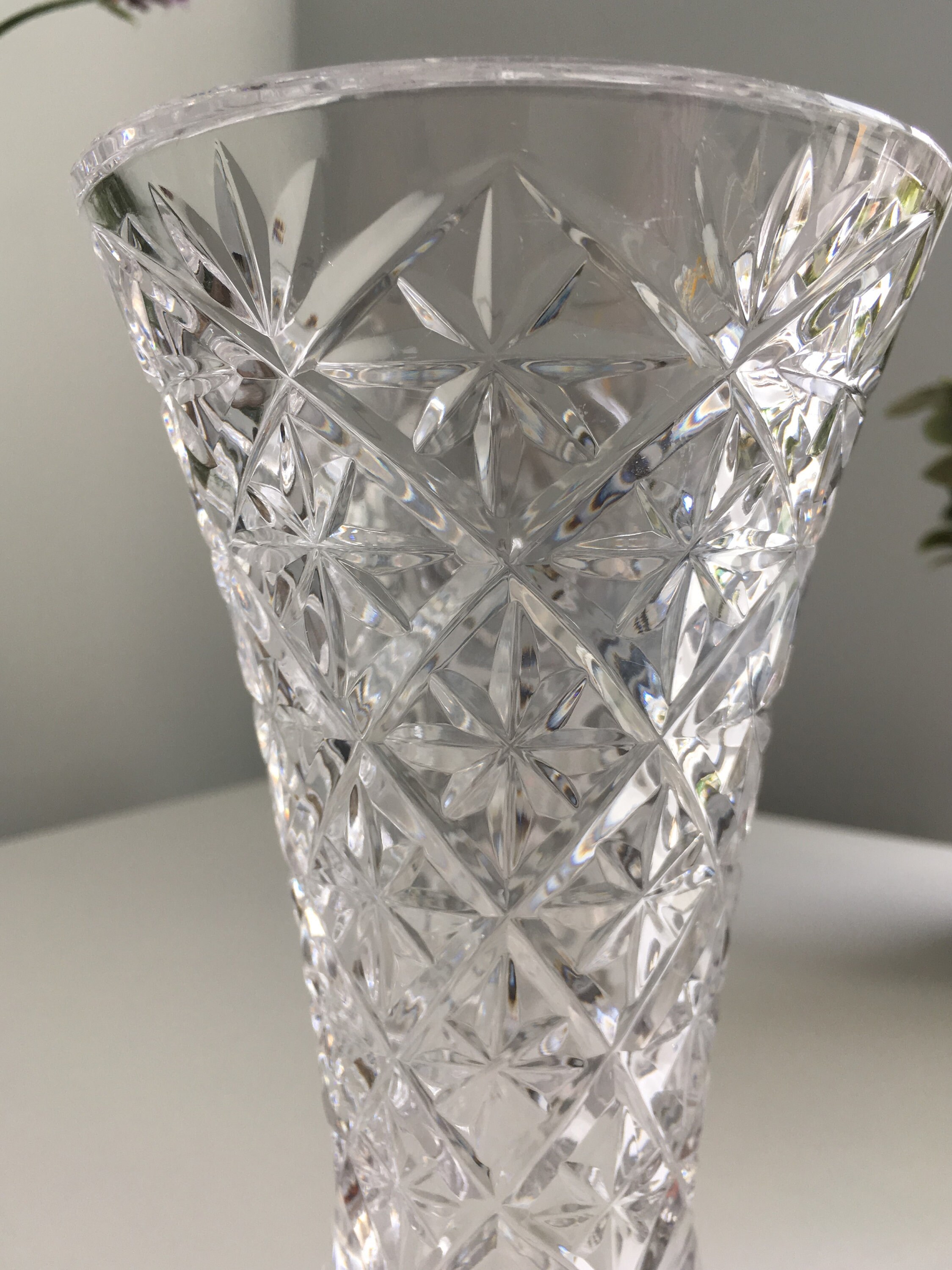 Vintage Crystal Vase / Vintage Cut Glass Vase / Vintage Flower Vase ...