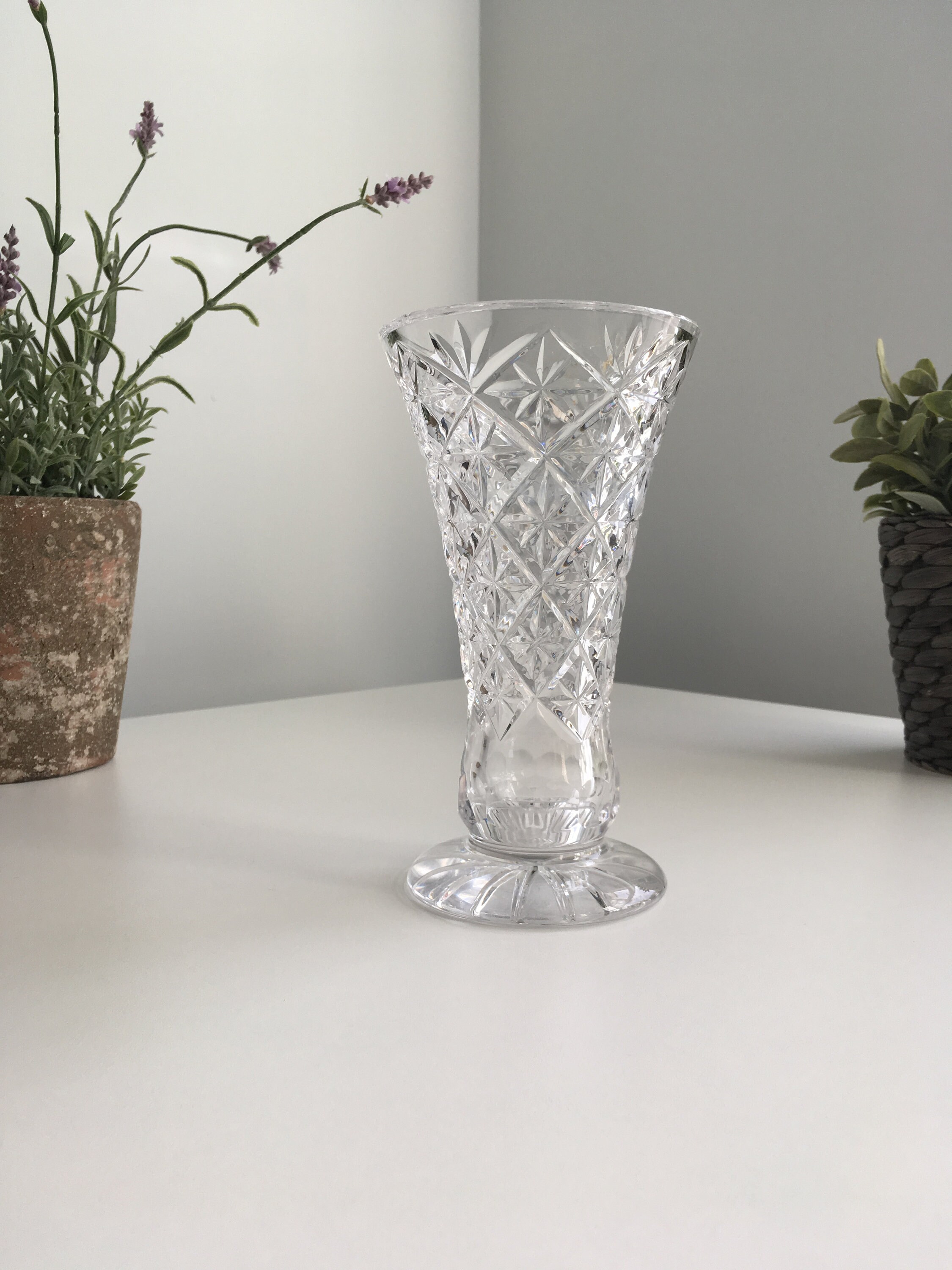 Vintage Crystal Vase / Vintage Cut Glass Vase / Vintage Flower Vase ...