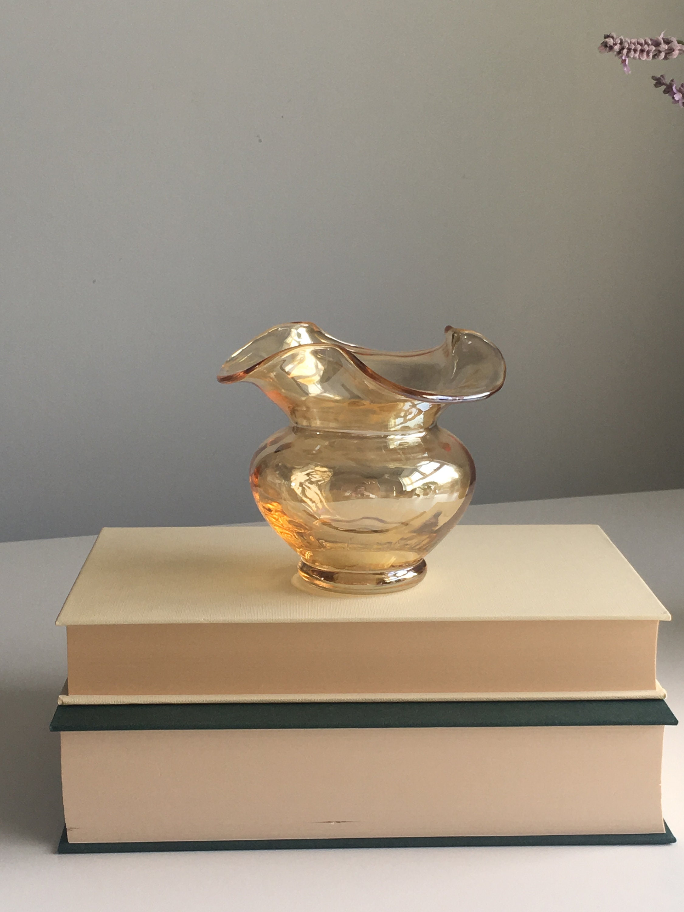 Vintage Slovakia Glass Small Vase / Vintage Amber Lednicke Rovne Bud ...