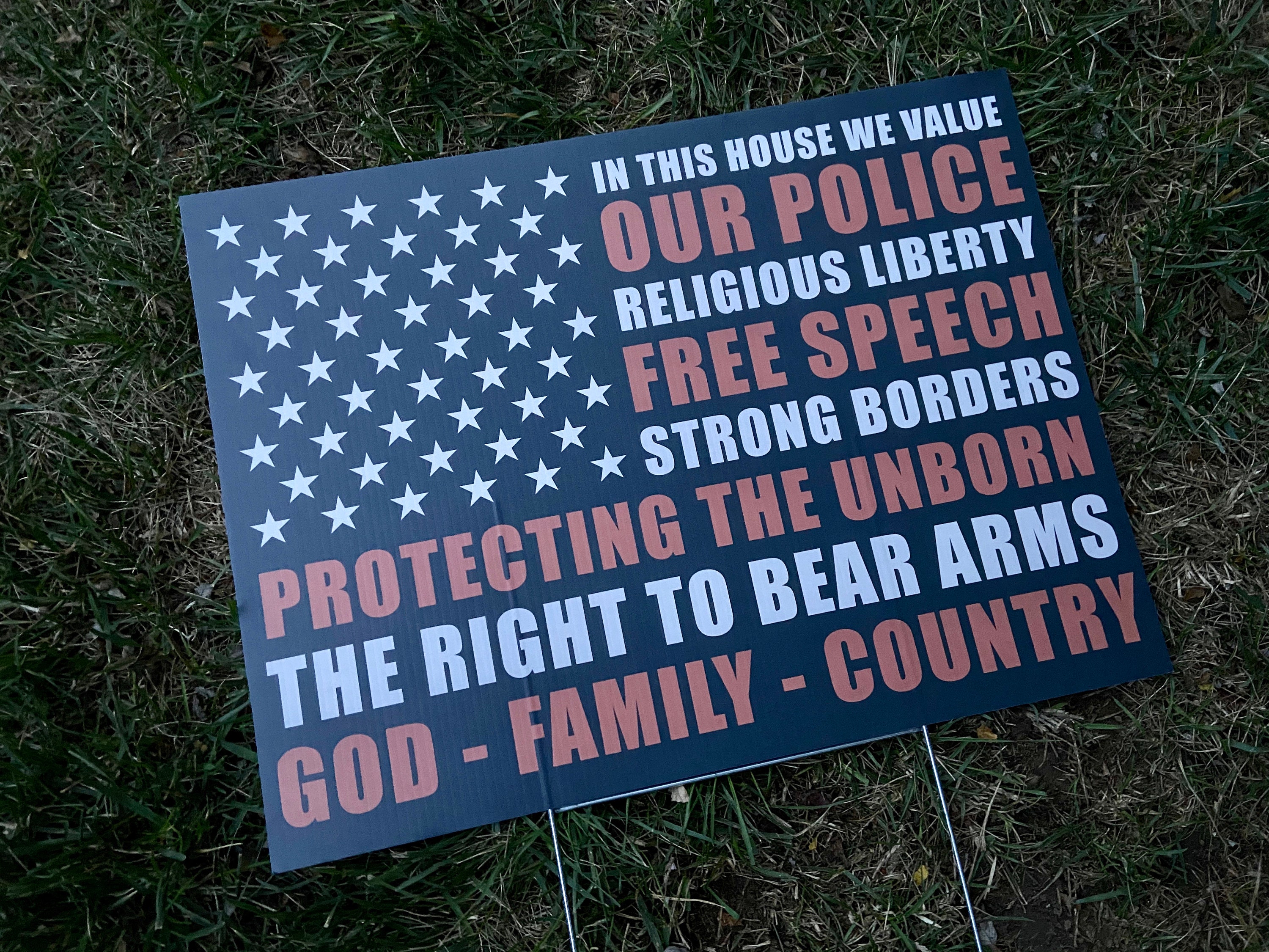 Conservative Values Patriotic We Believe Pro Police Political Lawn Yard ...