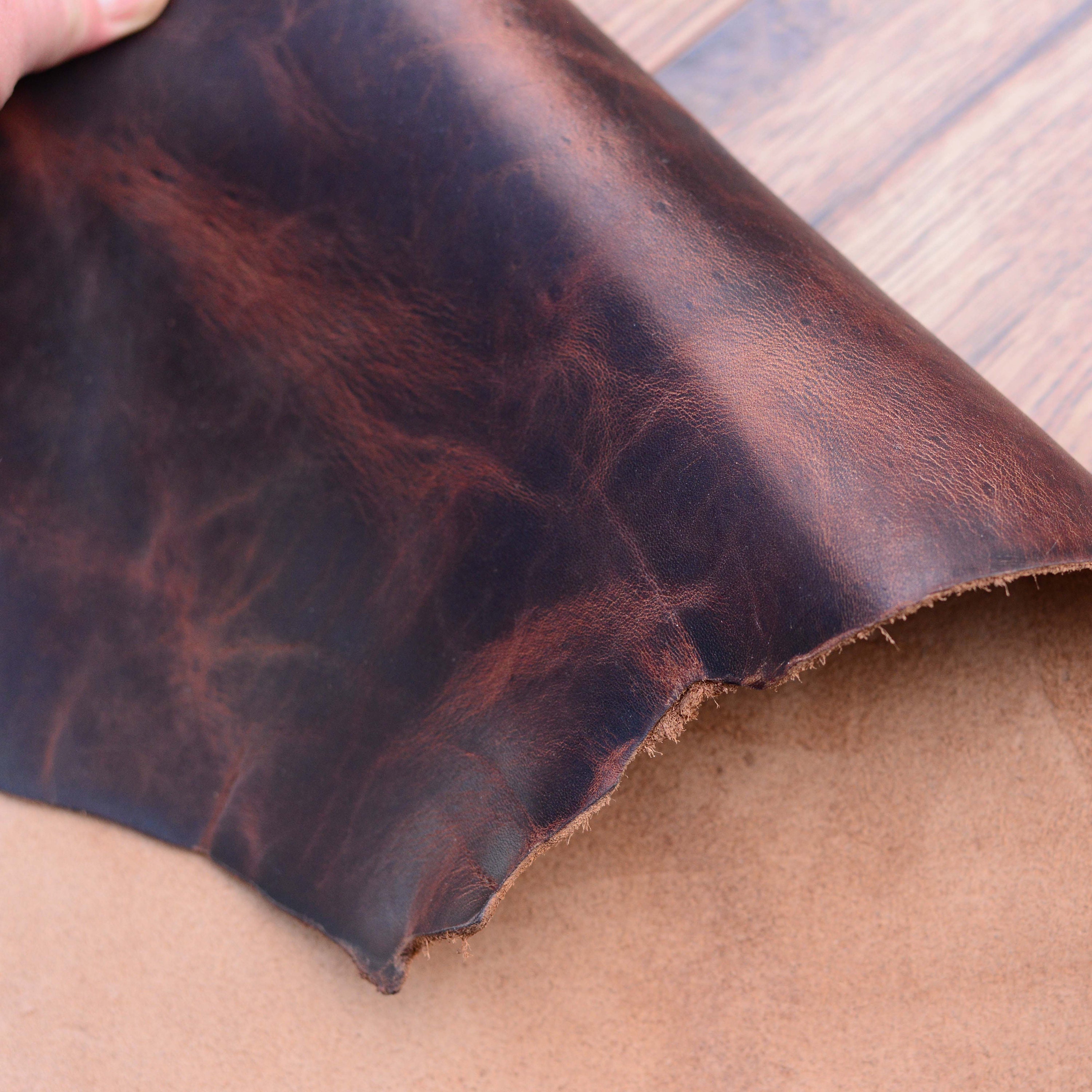 Real Side Leather Pull-up Tropic Brown Moosehead Leather - Etsy