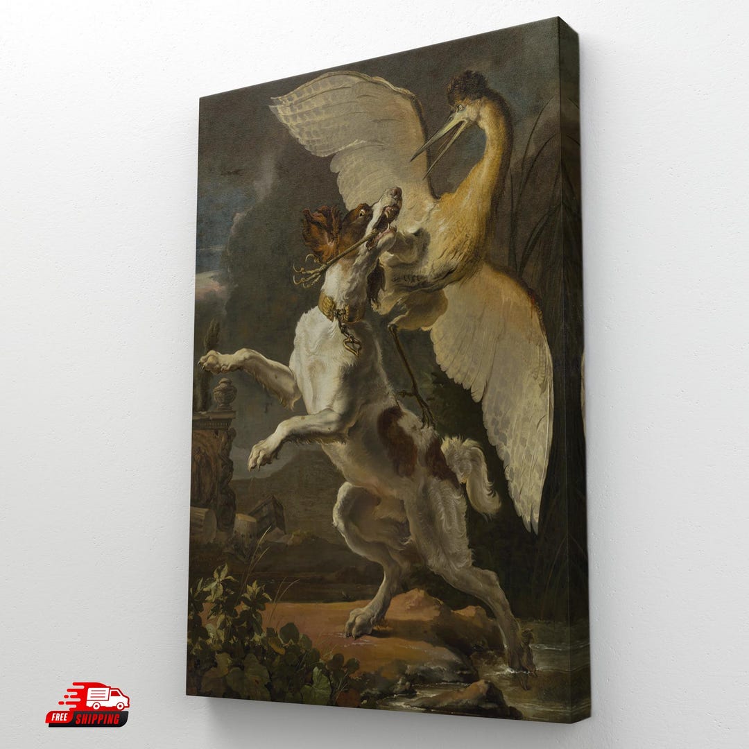 Abraham Hondius - Dog Fighting a Heron, Housewarming Gifts, Framed ...