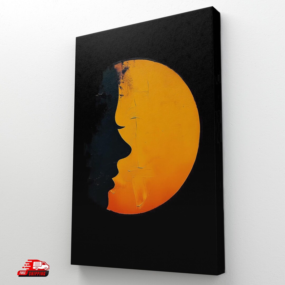 Sun and Woman Silhouette Canvas Painting, Framed Canvas Wall Art, Home ...