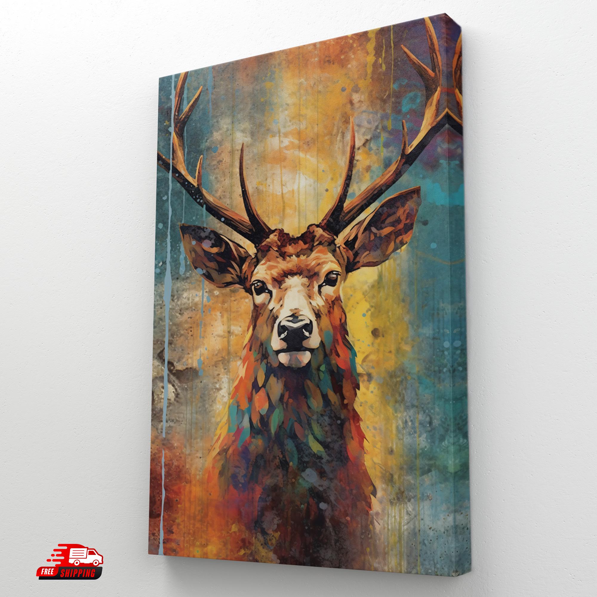 Watercolor Deer Canvas Painting, Home Decor Canvas, Framed Canvas Wall Art, Canvas Room Decor ...