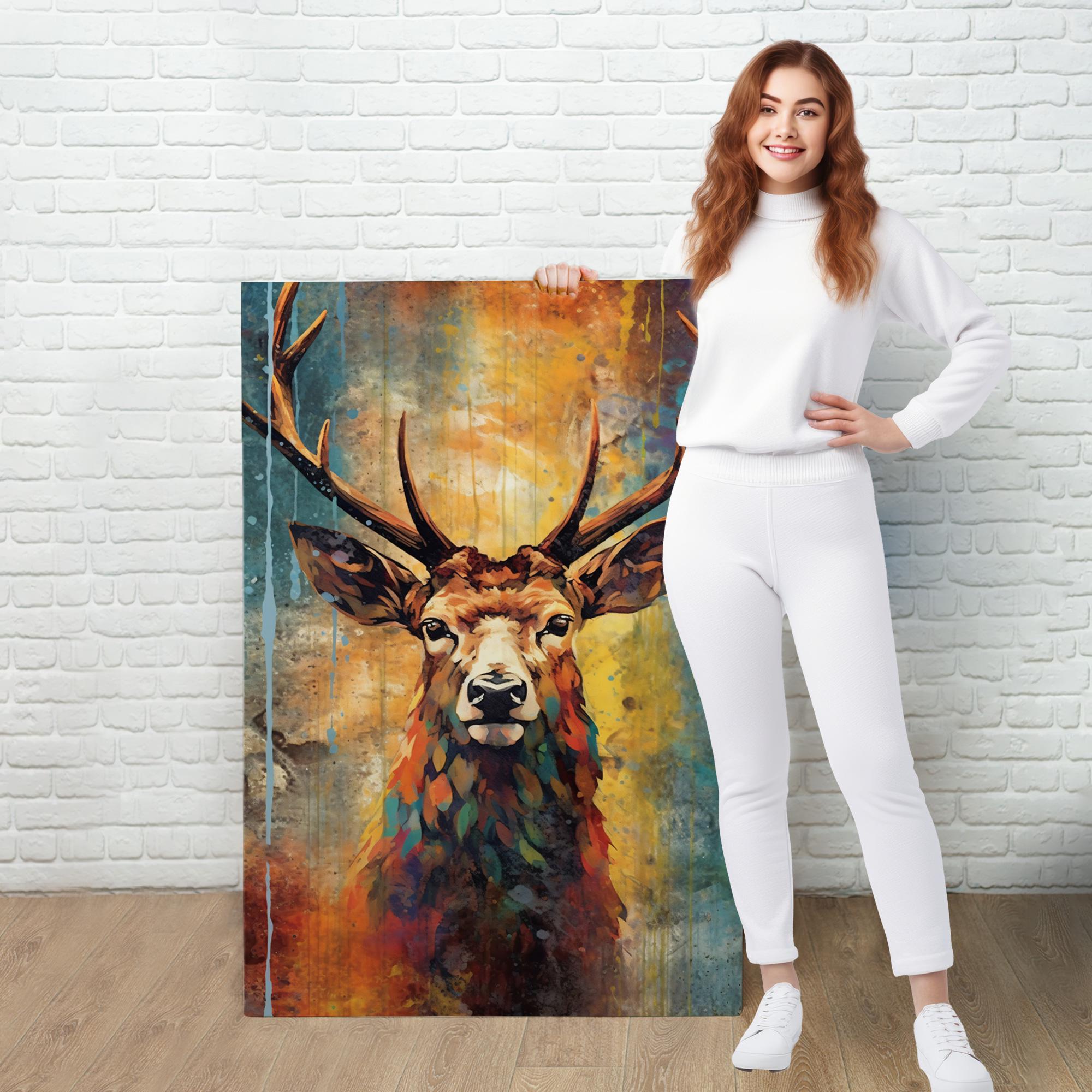 Watercolor Deer Canvas Painting, Home Decor Canvas, Framed Canvas Wall ...