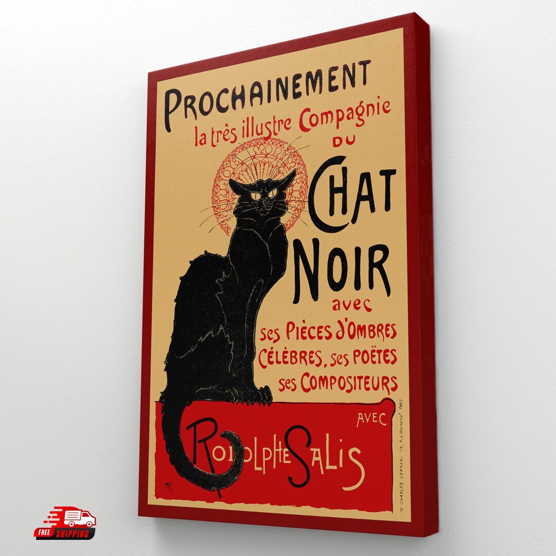 Black Cat Painting - Le Chat Noir Theophile Steinlen, Canvas Wall Art ...