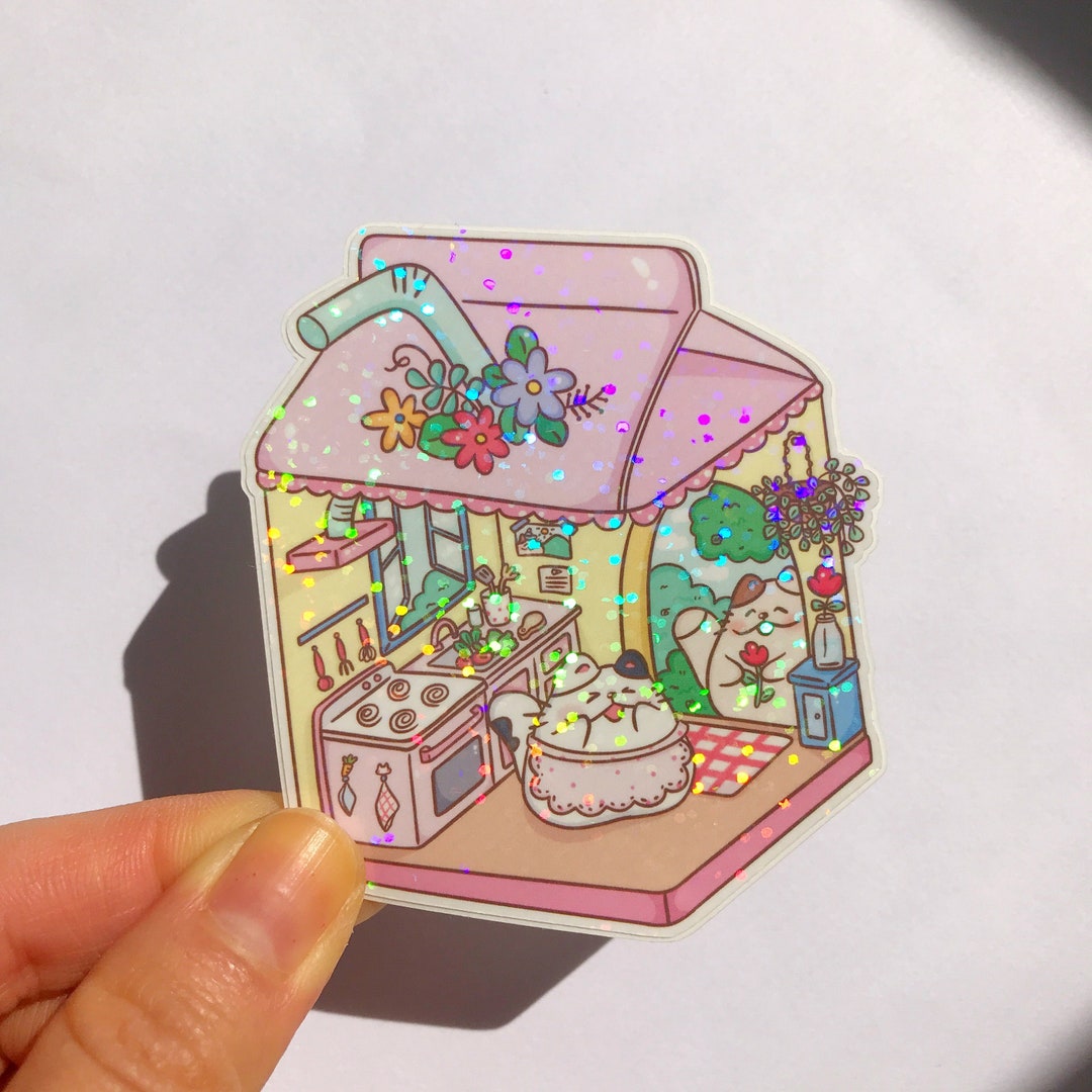 Jancat's Milk Carton House Sticker Cat Stickers Clear Waterproof ...