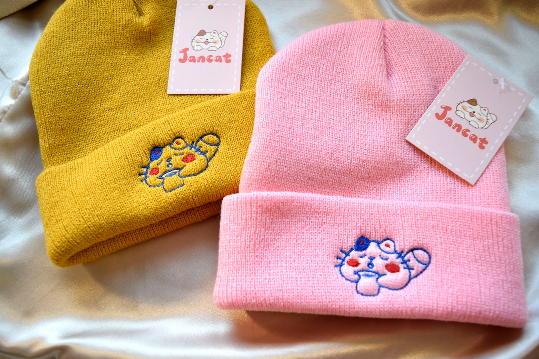 Jancat Embroidered Beanie Hat Lightweight Autumn Winter Hat Cozy Cute ...