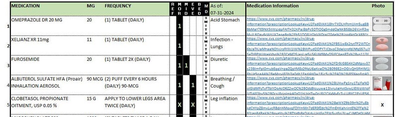 Microsoft Excel Spreadsheet: Medication Log - Etsy