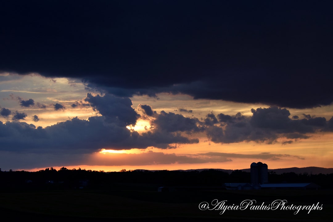 Evening Sunset Sky Over a Farm Photo Download - Etsy