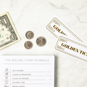 Golden Ticket Chore Chart- Kid Version - Etsy