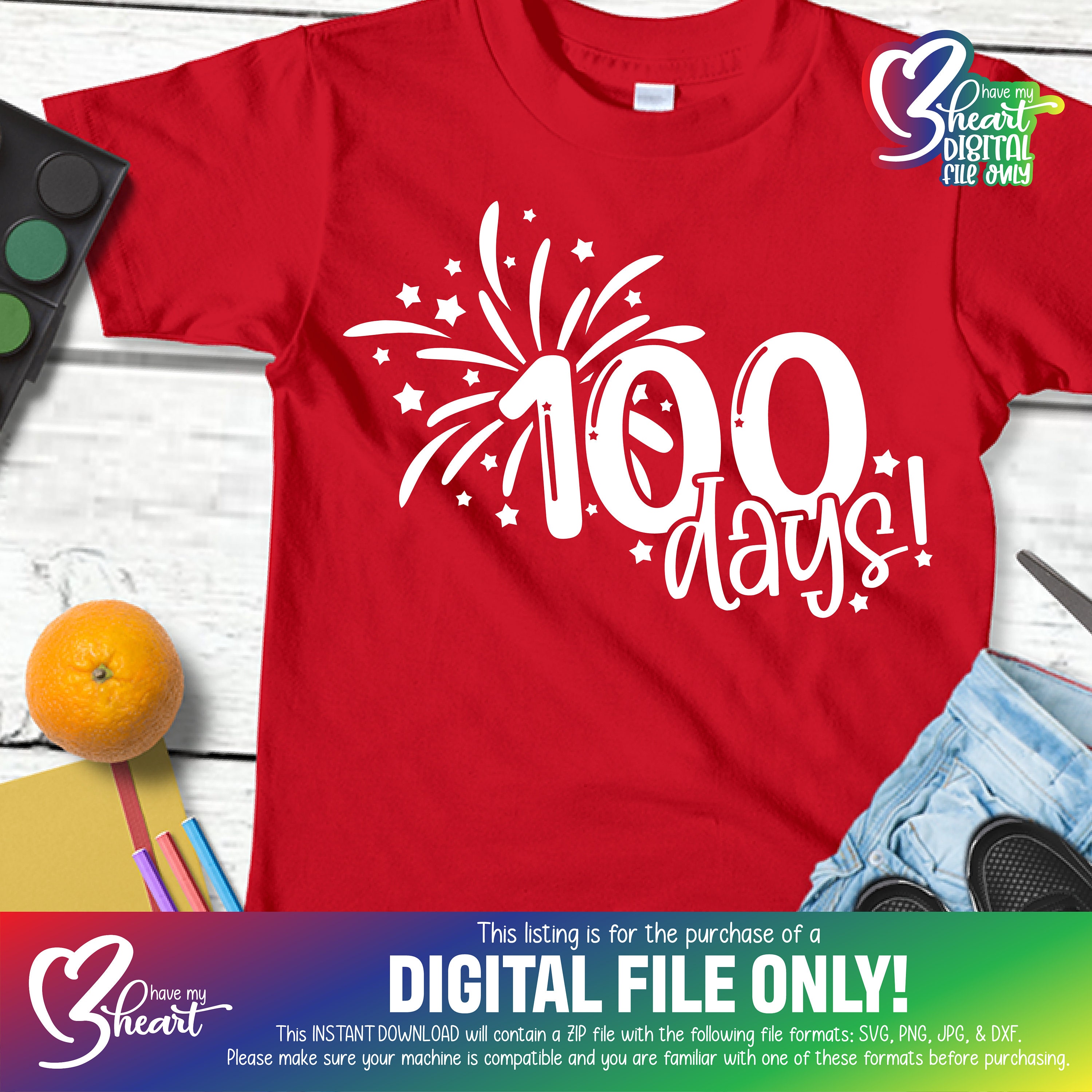 Hooray for 100 Days 100 Days of School SVG 100th Day of | Etsy