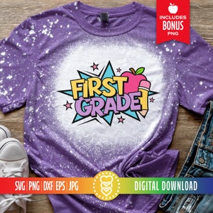 Comic First Grade SVG, Back to School 1st Grade PNG, Super Comic Cut ...