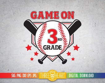 Game on 2nd Grade SVG, Second Grade Baseball PNG, Back to School Shirt ...