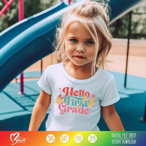 Hello First Grade SVG, First Day of School Cut File, Retro Back to ...