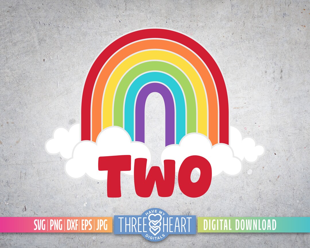 Rainbow 2nd Birthday SVG, Second Birthday Rainbow Cut File, Rainbow ...