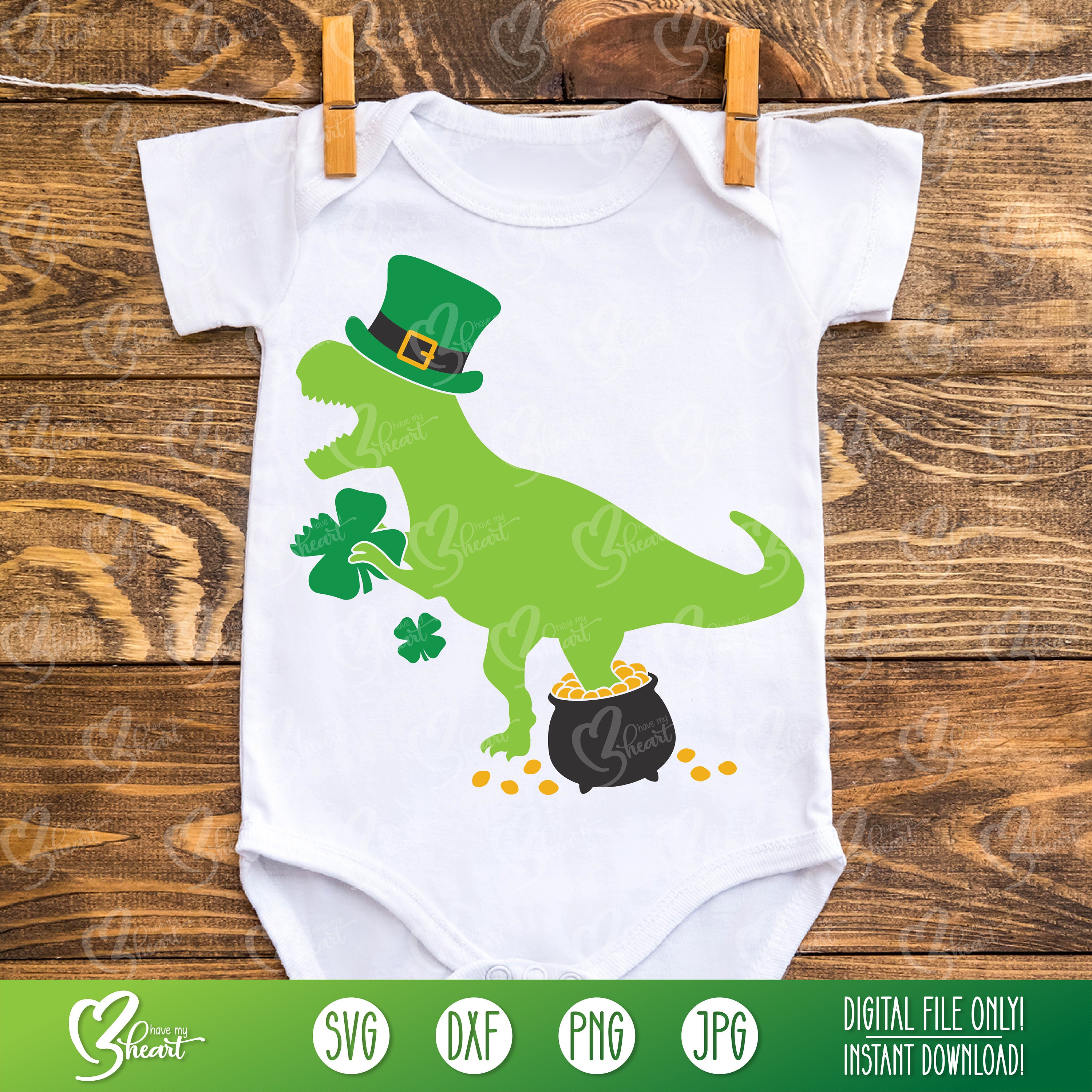 St Patrick's Day Dinosaur SVG Kids St Patrick's Day - Etsy
