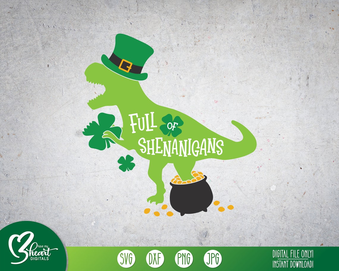 St Patrick's Day Dinosaur SVG Kids St Patrick's Day - Etsy