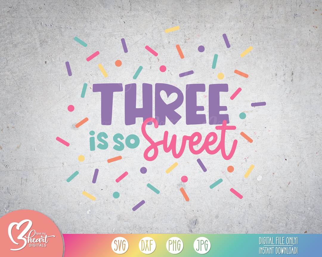 Sprinkles SVG, 3rd Birthday SVG, Three is Sweet Cut File, Sprinkle ...