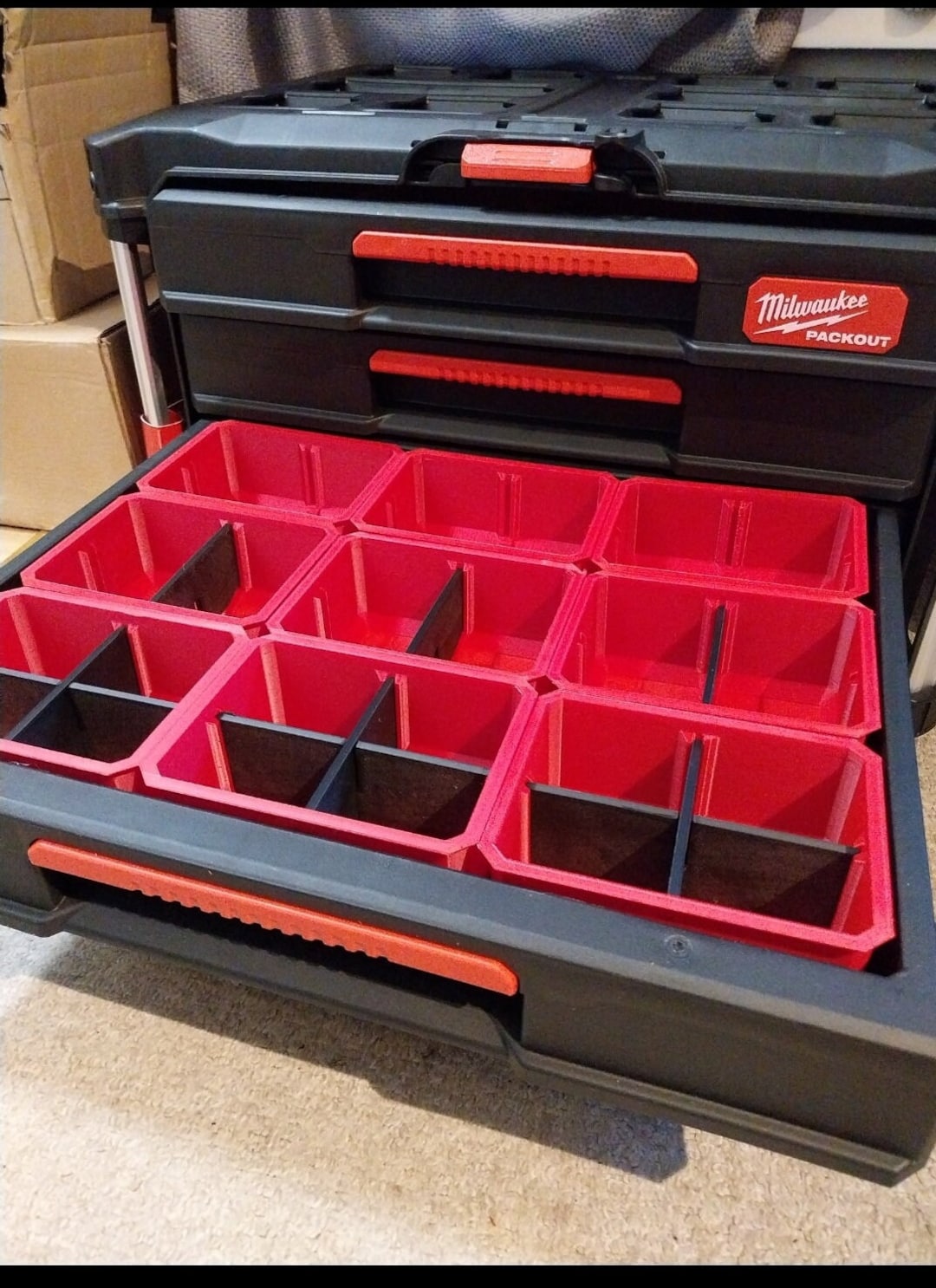 Milwaukee PACKOUT 4 Drawer 48-22-8444 4932493189 Storage Divider 9x Bin ...