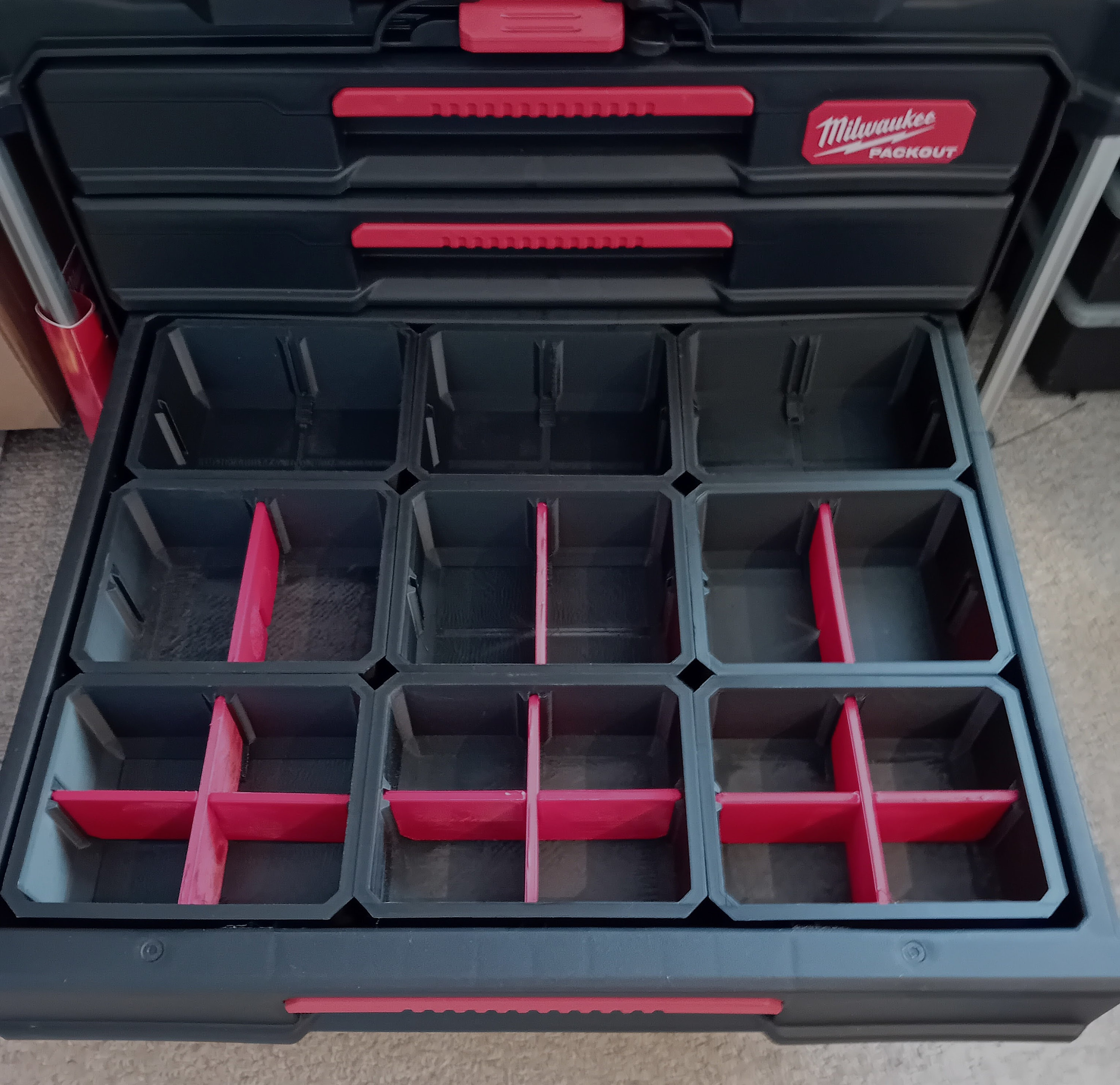Milwaukee PACKOUT 4 Drawer 48-22-8444 4932493189 Storage Divider 9x Bin ...