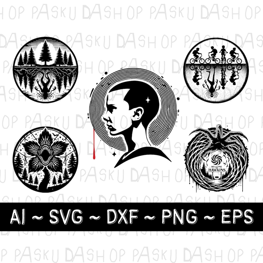 Stranger Things SVG Bundle | 5 Premium Cut Files | Demogorgon, Upside ...
