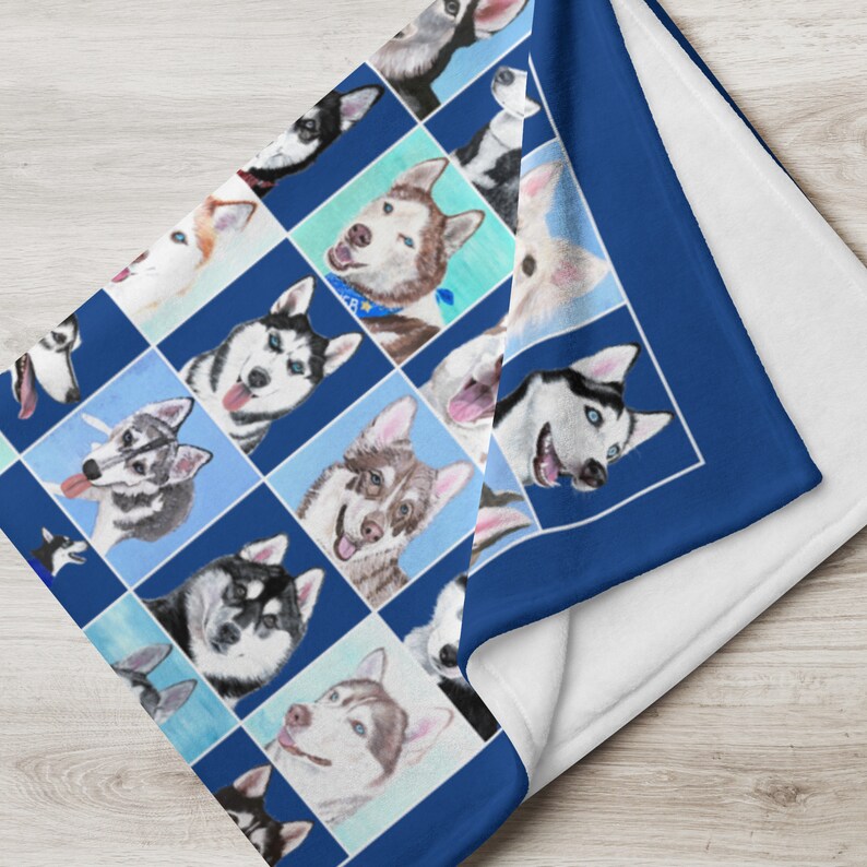 Husky Patchwork Quilt-inspired Sherpa Throw Blanket - Etsy