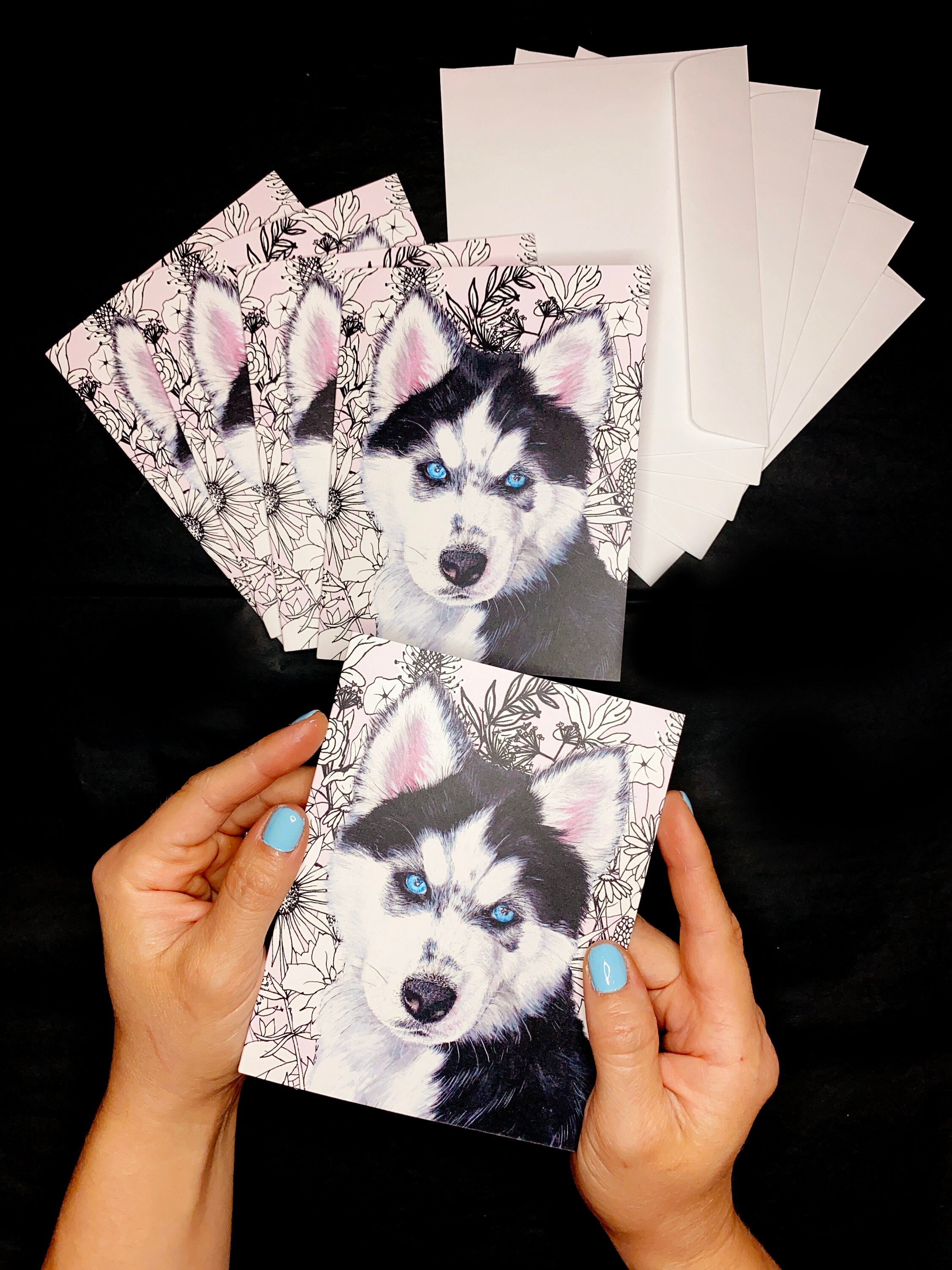Husky Puppy Folded NoteCard Papeterie Husky Sibérienne avec - Etsy France