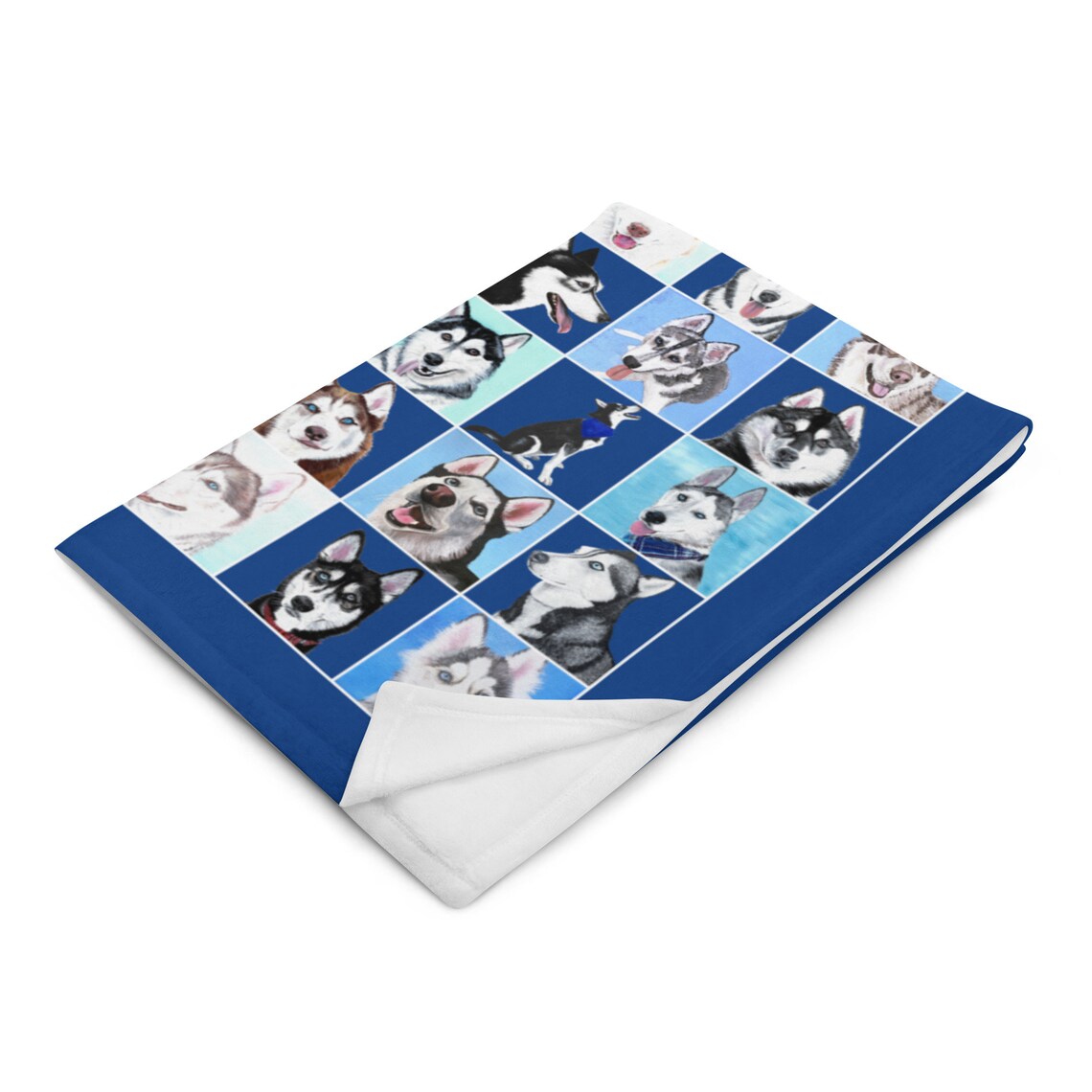 Husky Patchwork Quilt-inspired Sherpa Throw Blanket - Etsy