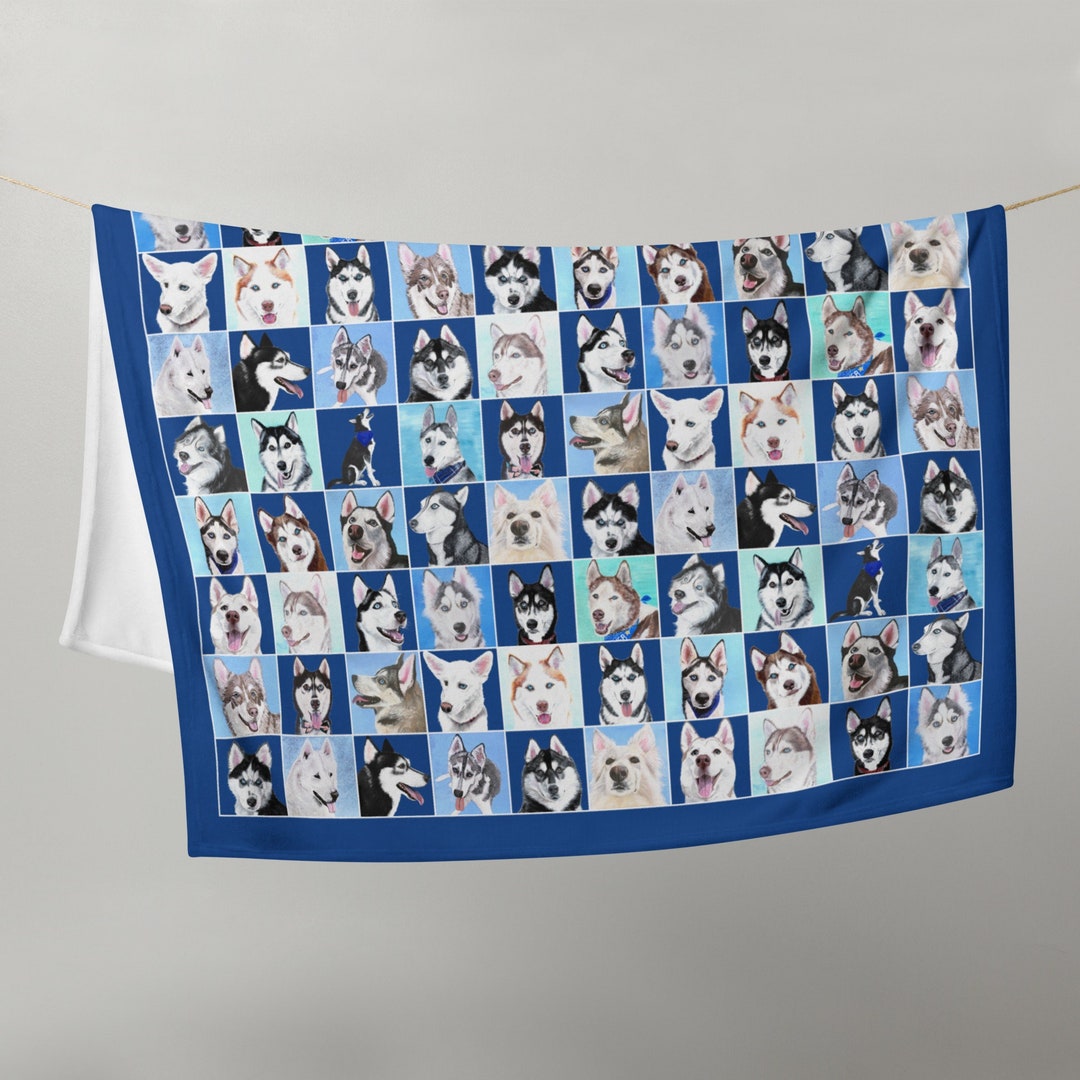 Husky Patchwork Quilt-inspired Sherpa Throw Blanket - Etsy