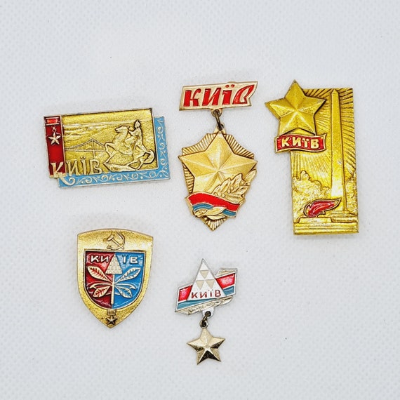 Kiev pins Soviet Ukrainian pins Set of 5 Kiev pins ma… - Gem