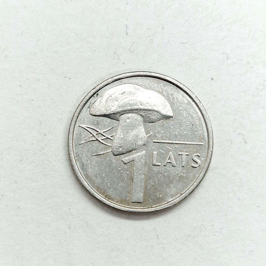 Vintage Latvian Mushroom 1 Lat Coin - Vintage Latvian 1 Lat Issued in ...