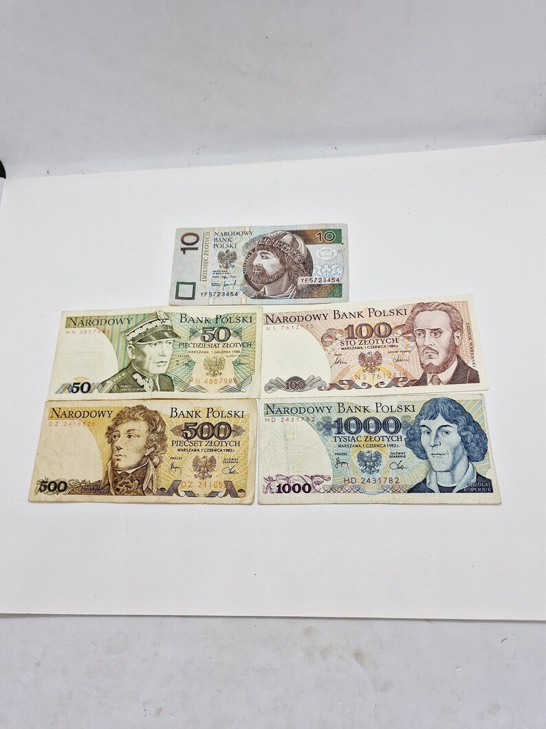 Set of 5 Vintage Polish Zlotych Currency Paper Banknotes of 1980s - Etsy