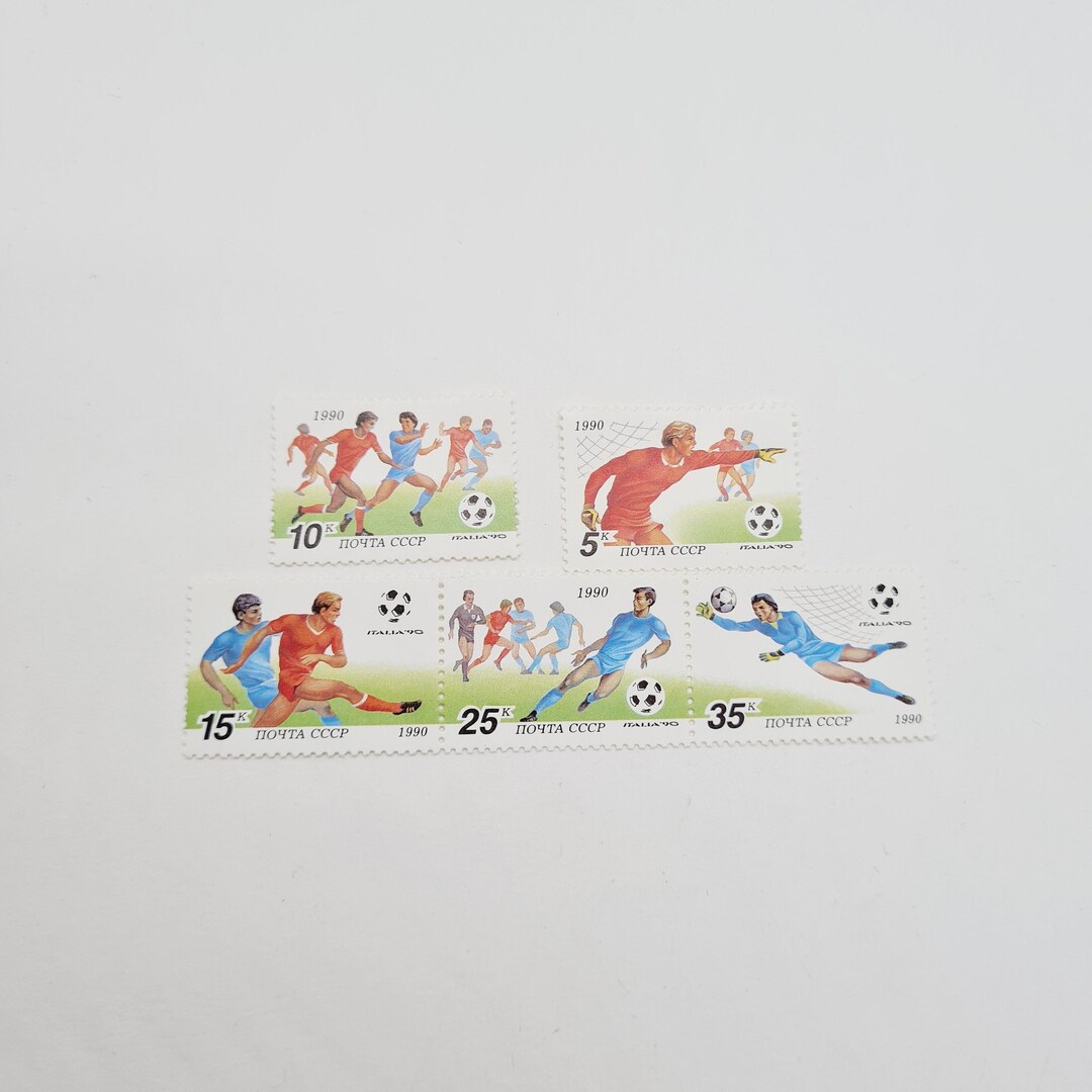 Football Stamps Soviet Vintage Set of 5 Postage Stamps Made in USSR in ...