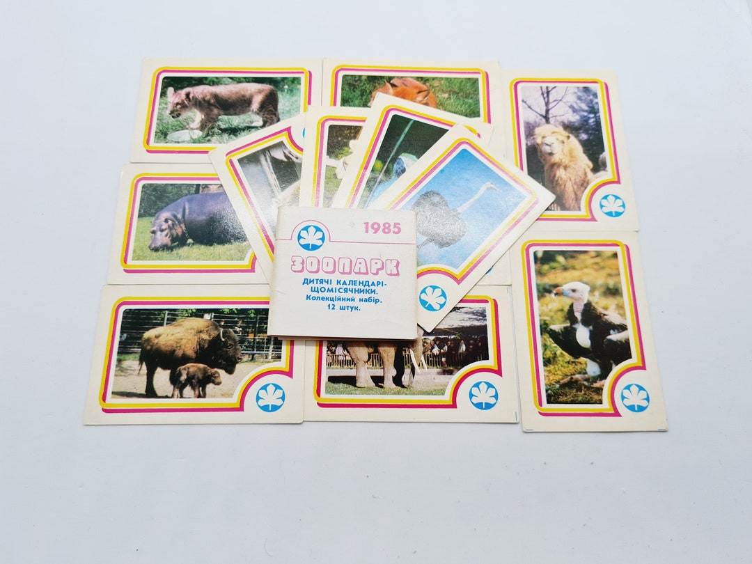 Soviet Vintage Zoo Set of 12 Soviet Vintage Pockets Calendars Issued in ...