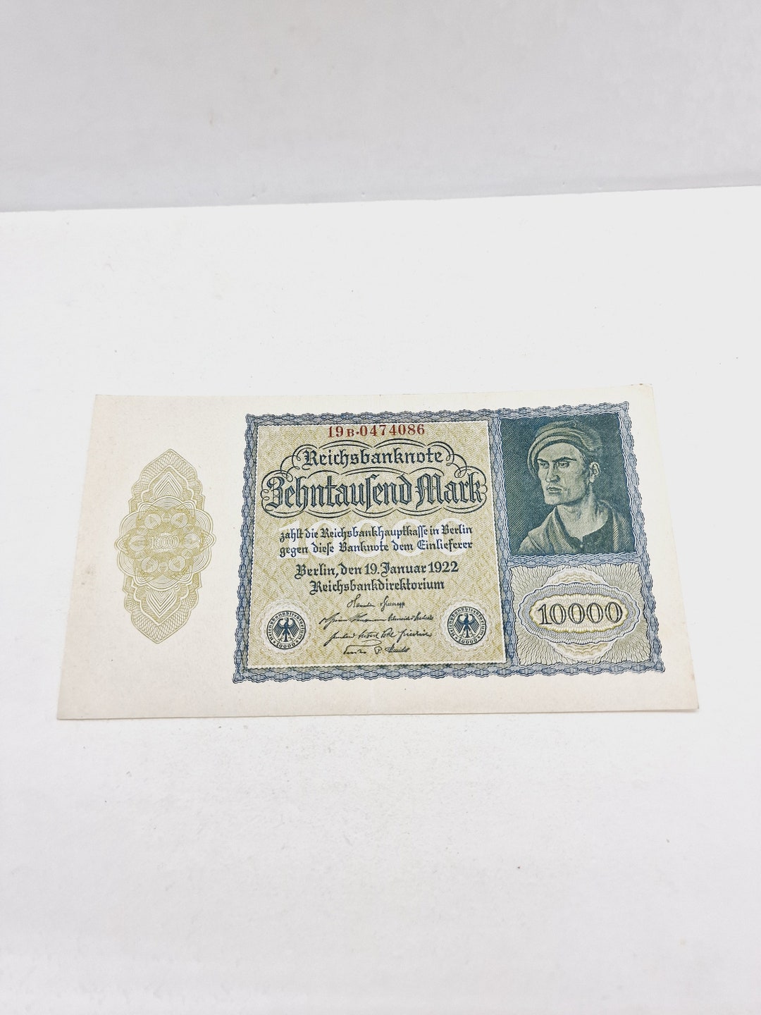 10000 Reichsbanknote of 1922 - Vintage German Reichsbanknotes Printed ...