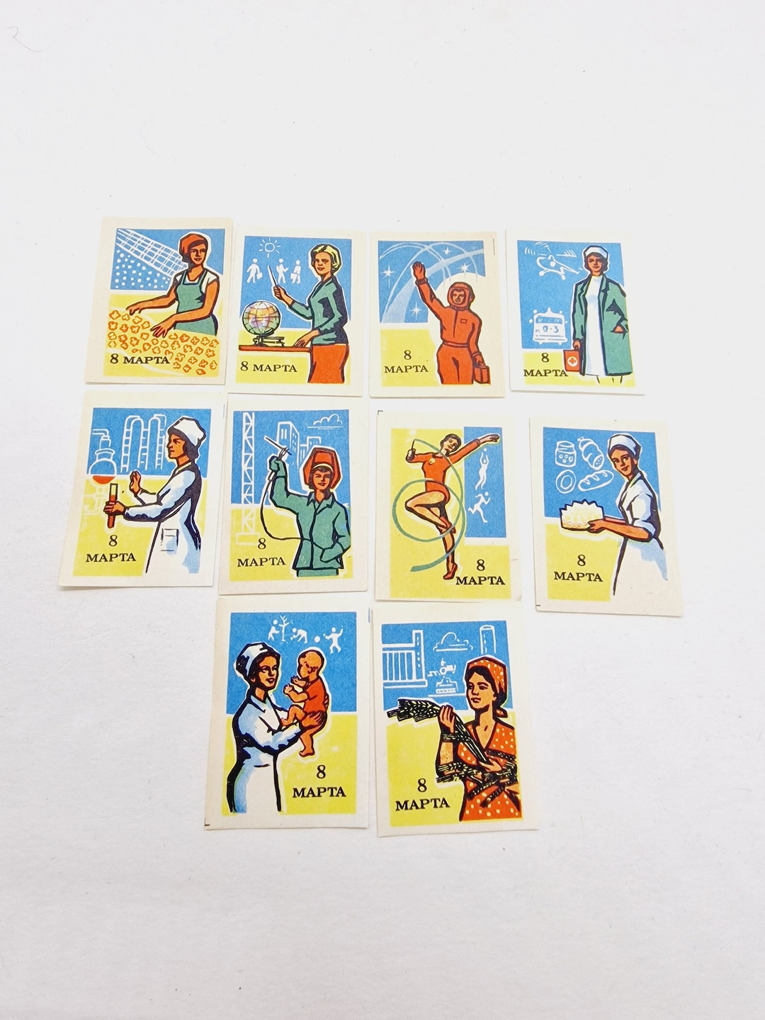 Soviet Vintage Set of 10 Match Labels "8th of March" Made in USSR in ...