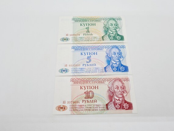 Transnistrian Rubles Set of 3 Ruble Banknotes of | Etsy
