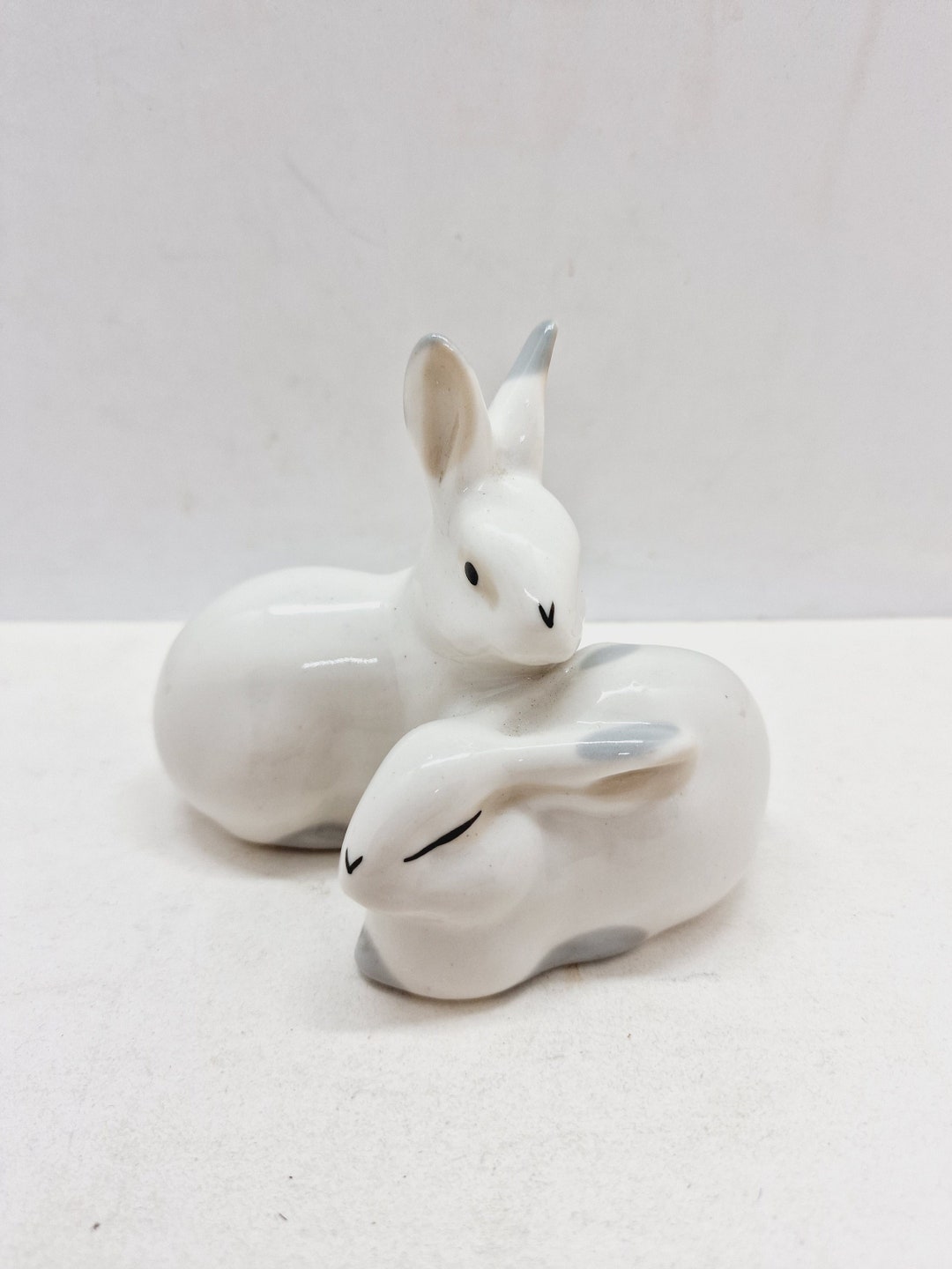 Soviet Vintage Rabbits Figurine - Porcelain Rabbits Figurine Made in ...