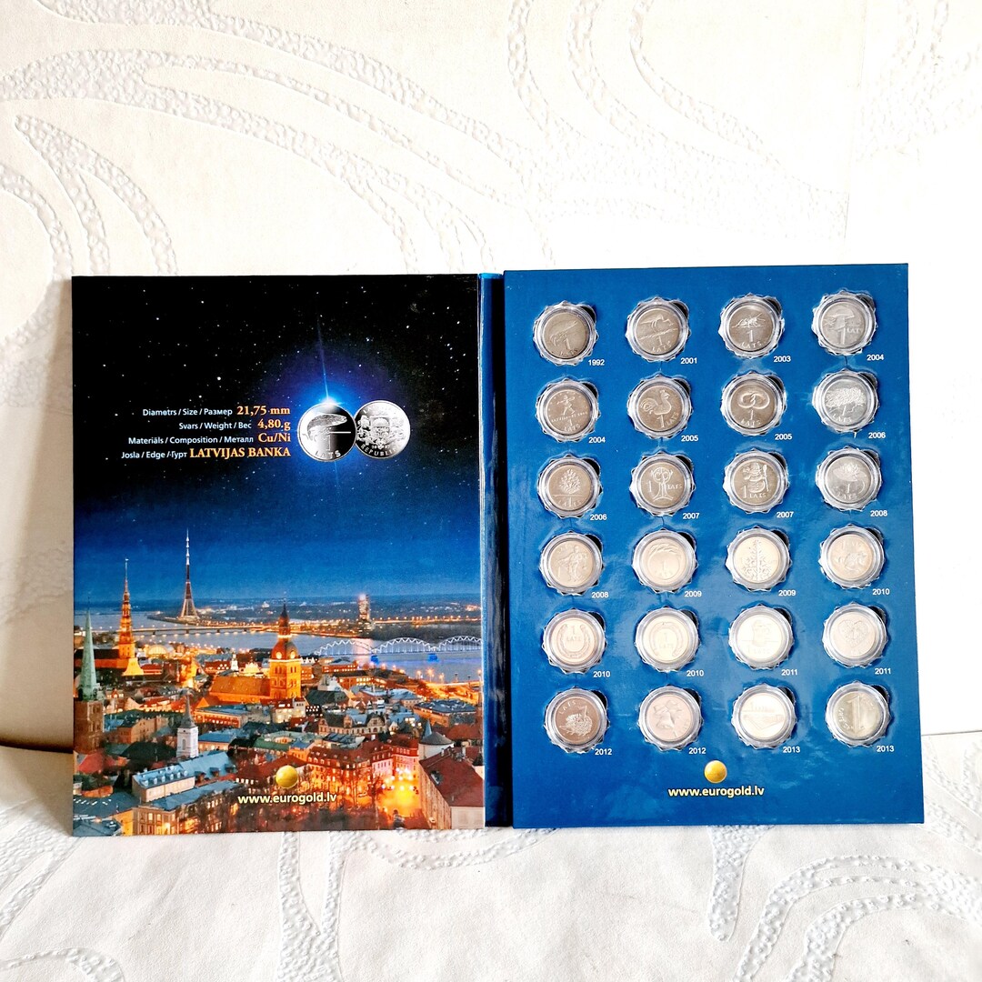 Vintage 24 Latvian 1 Lat Coins Collection From 1993-2013 in an Original ...