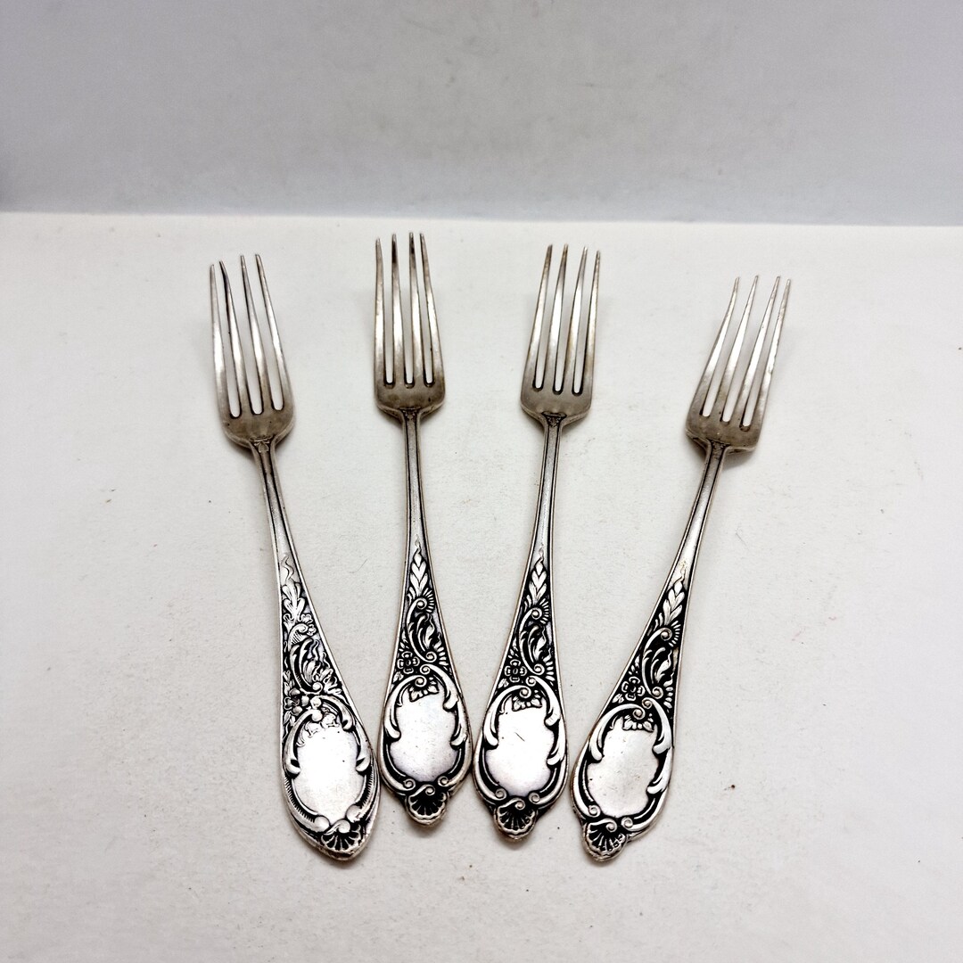 Soviet Vintage Silver Plated Set of 4 Alpaca Forks Made in Latvia in ...
