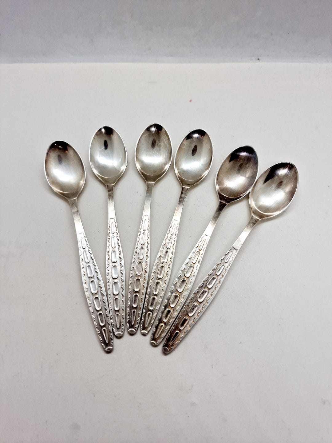 Vintage Soviet Set of 6 Nickel Silver Tea Spoons Made in USSR in 1960s ...