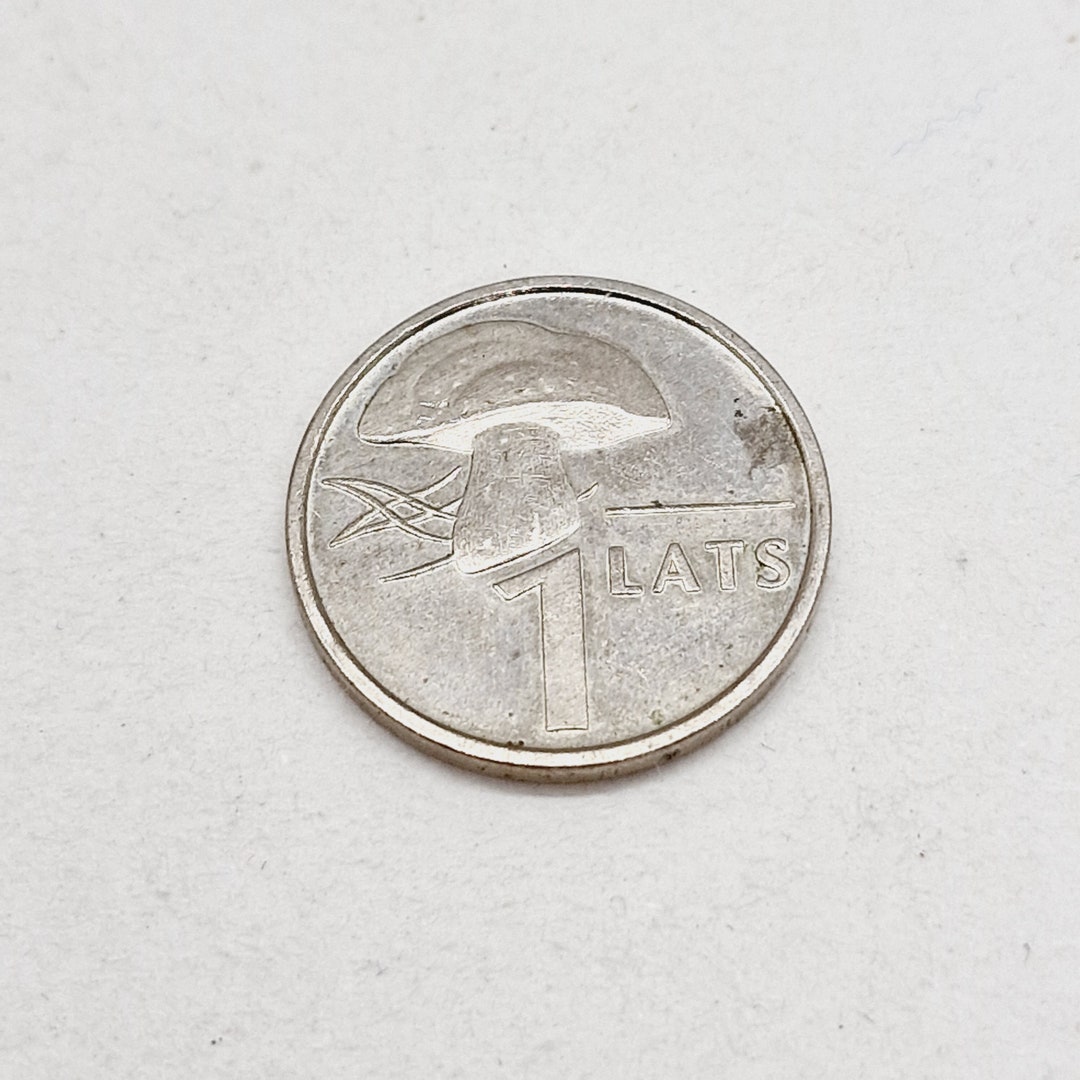 Vintage Latvian Mushroom 1 Lat Coin Vintage Latvian 1 Lat Issued in ...